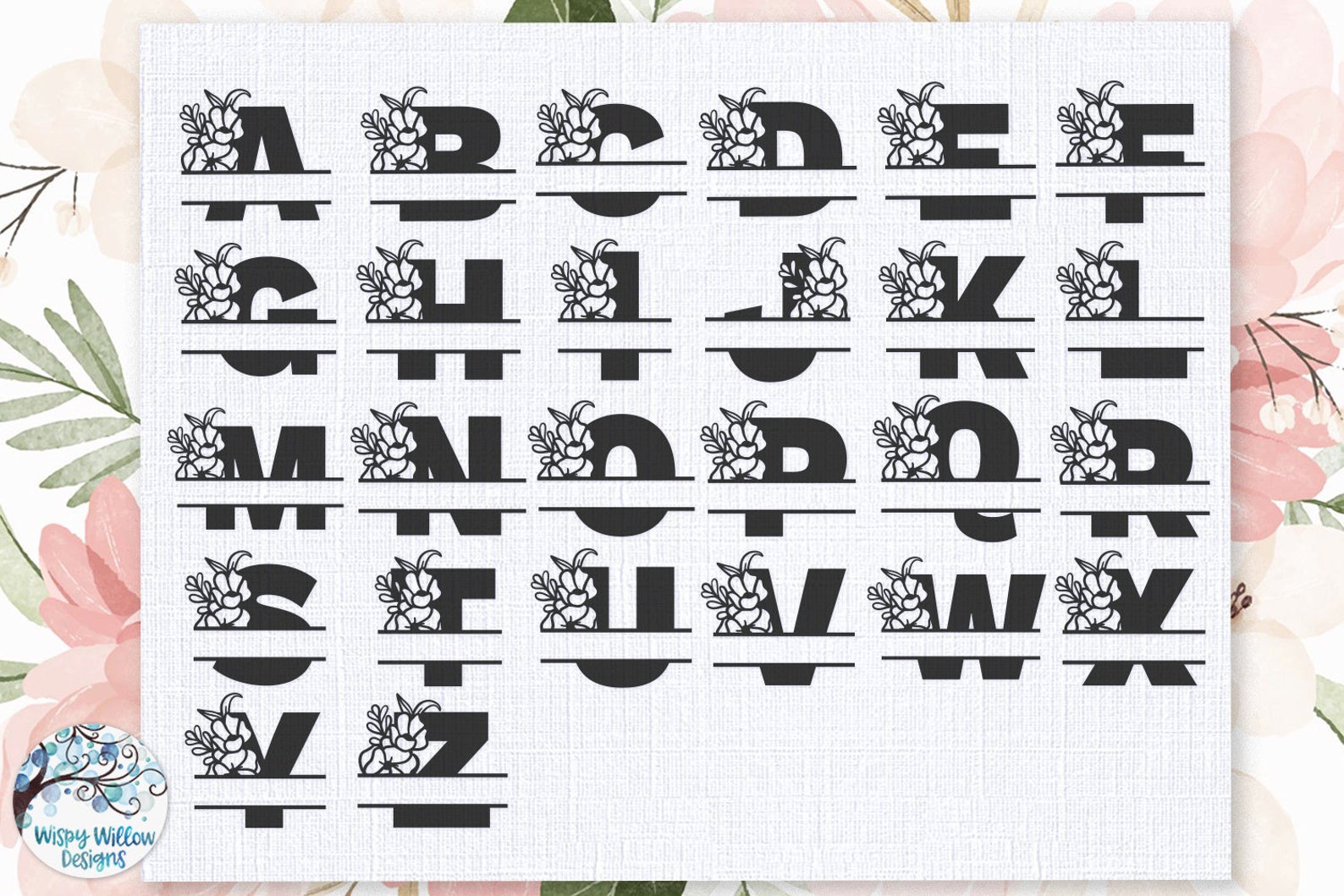 Split Floral Alphabet SVG Bundle Vol. 2 Floral Letter - Etsy
