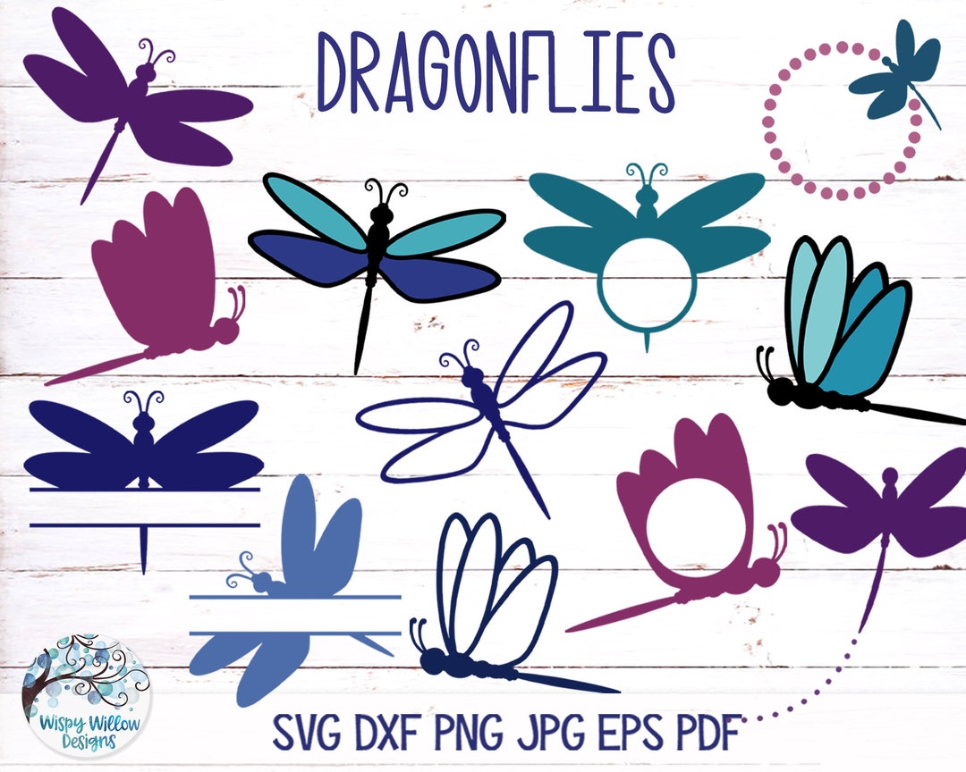 Dragonfly SVG Bundle, Dragonfly Silhouette, Monogram, Outline ...