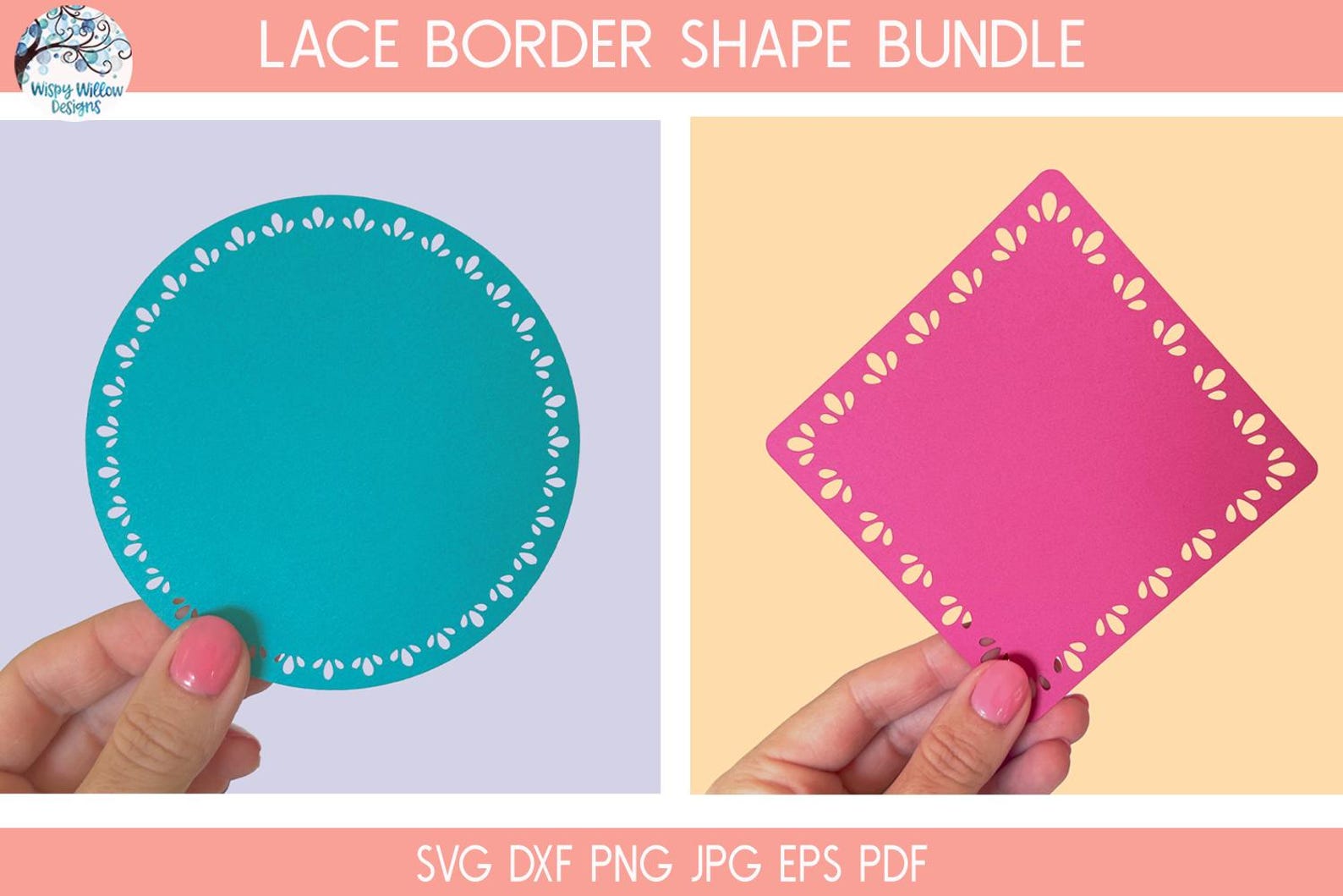 Lace Border Paper Cut Out Shape SVG Bundle for Cricut, Cardmaking ...