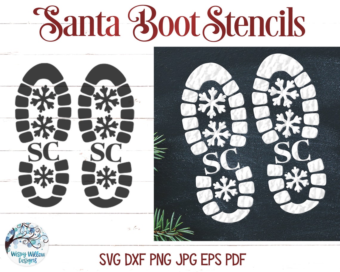 Santa Claus Boot Print Stencils SVG Santa Claus Boot SVG - Etsy