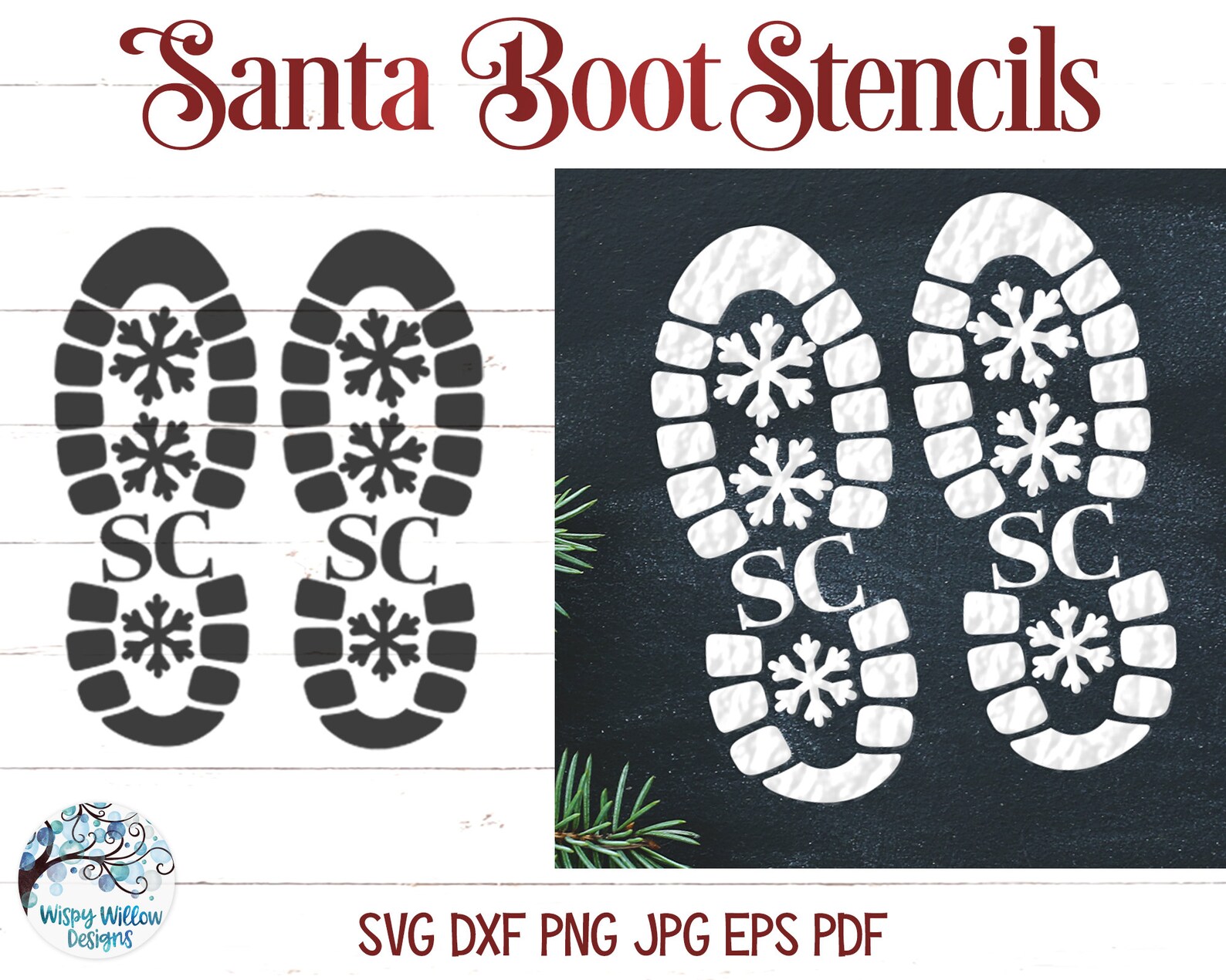 Santa Claus Boot Print Stencils SVG Santa Claus Boot SVG - Etsy