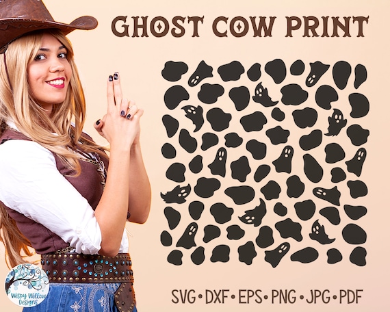 Ghost Cow Print SVG Bundle for Cricut Halloween Animal Print - Etsy