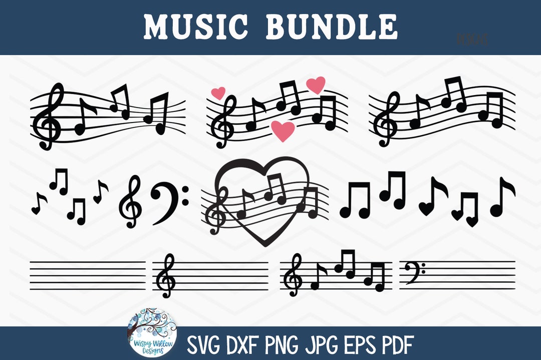 Music SVG Bundle, Music Notes Svgs for Cricut, Music Symbols Clip Art ...