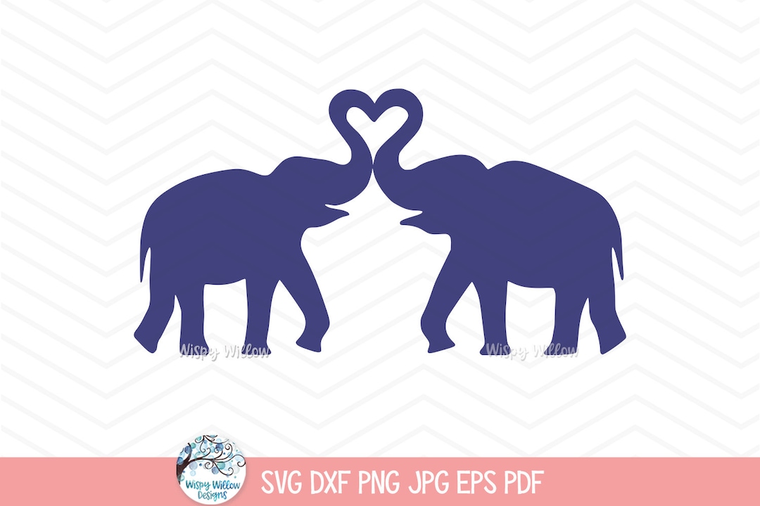 Elephant Love Heart SVG for Cricut, Elephant Trunk Heart Clipart, Cute ...