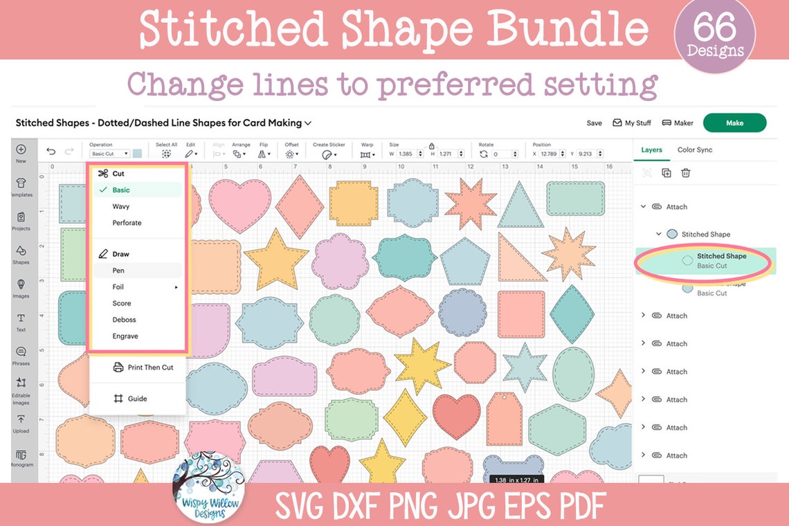 Stitched Shape SVG Bundle for Cricut, Die Cut Cardmaking Silhouette ...