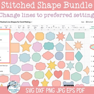 Stitched Shape SVG Bundle for Cricut, Die Cut Cardmaking Silhouette ...