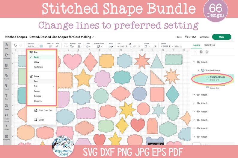 Stitched Shape SVG Bundle for Cricut, Die Cut Cardmaking Silhouette ...