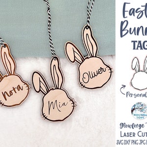 Easter Bunny Tag SVG File for Glowforge or Laser Cutter Personalized ...