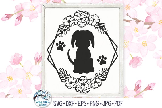 Dog With Flowers SVG Dog Silhouette With Flowers Floral Dog | Etsy