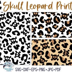 Skull Leopard Print SVG Bundle for Cricut, Halloween Animal Print PNG ...