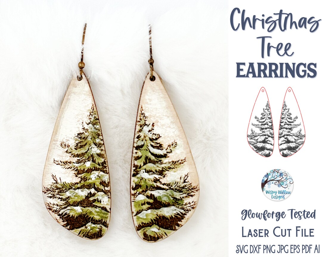 Christmas Tree Earring SVG File for Glowforge or Laser Cutter, Winter ...