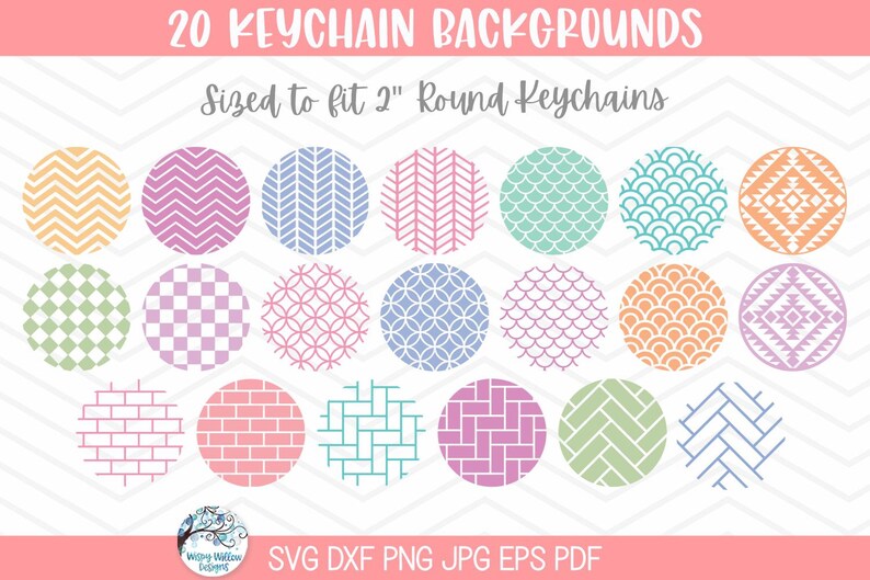 Geometric Keychains SVG Bundle for Cricut, Round Keychain Chevron ...