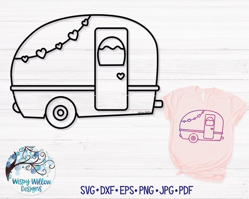 Camper SVG DXF Cute Camper Camper Outline Camping Trailer - Etsy