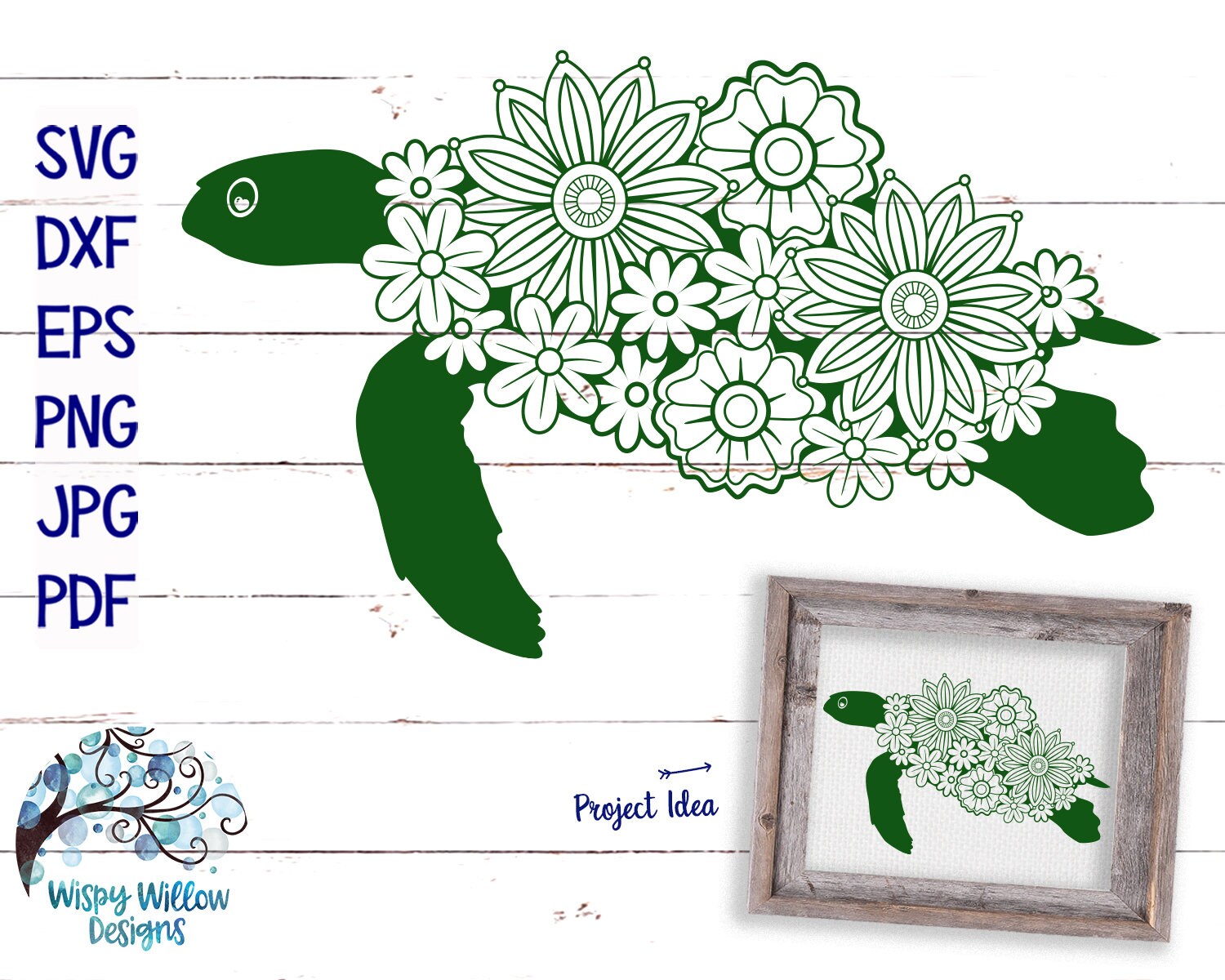 Floral Turtle SVG Sea Turtle Mandala for Cricut Ocean Animal - Etsy