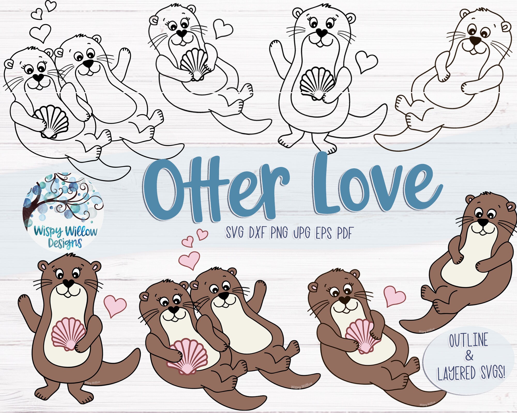 Otter Love SVG Bundle for Cricut Cute Otters Otter Clipart - Etsy