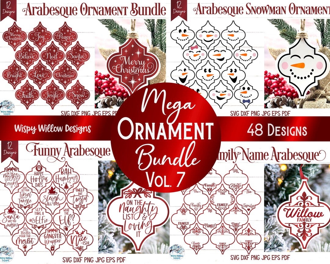 Arabesque Christmas Ornament SVG File Bundle for Cricut, Funny ...