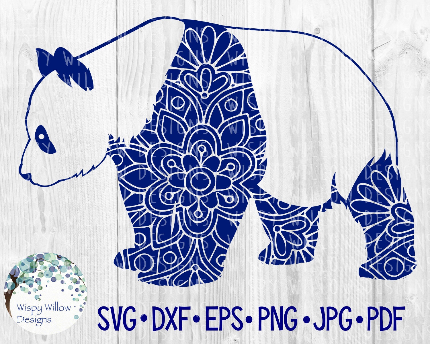 Panda Bear Floral Mandala SVG DXF png jpg eps Digital | Etsy