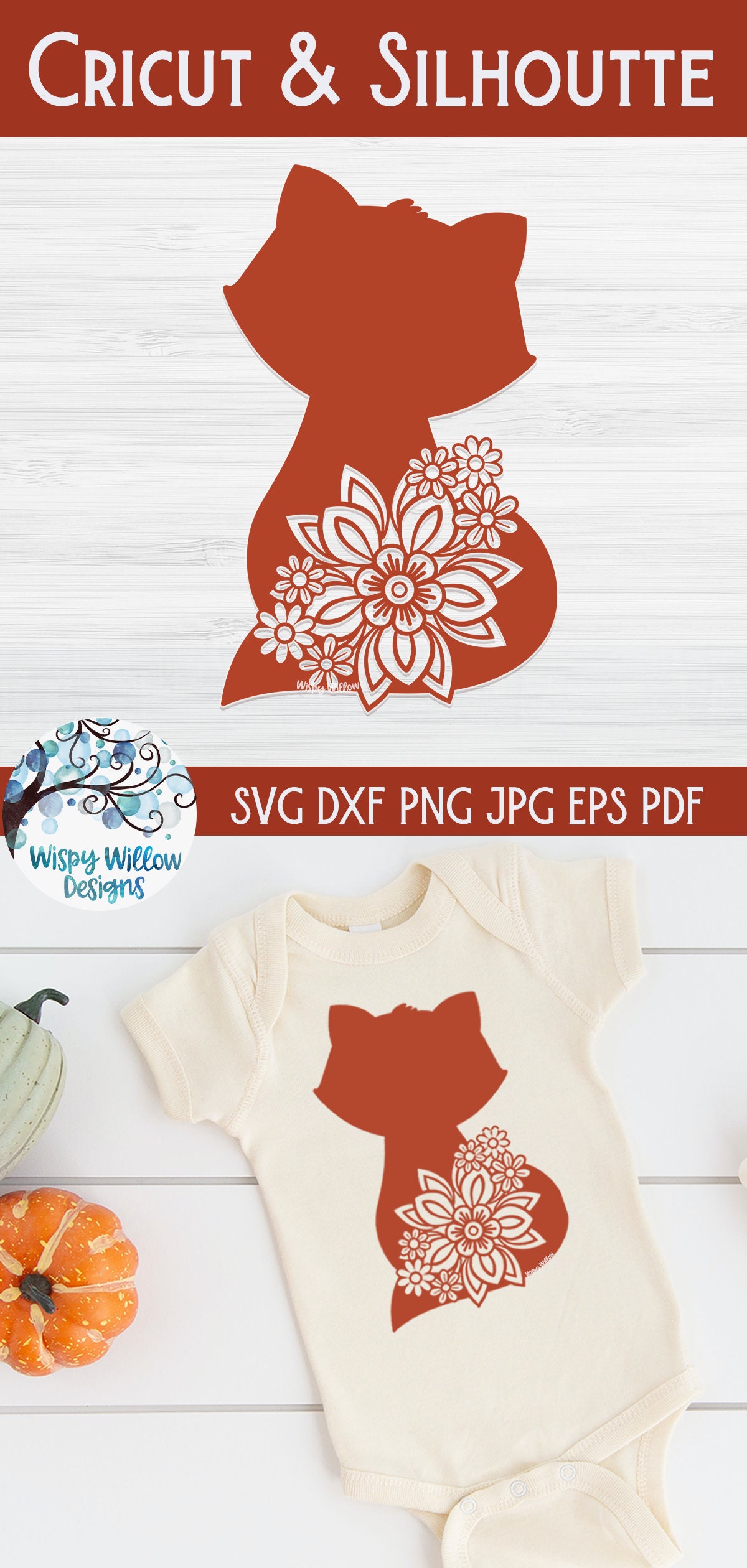 Floral Fox SVG, Fox With Flowers Svg, Cute Fox SVG, Fox Vinyl Decal ...