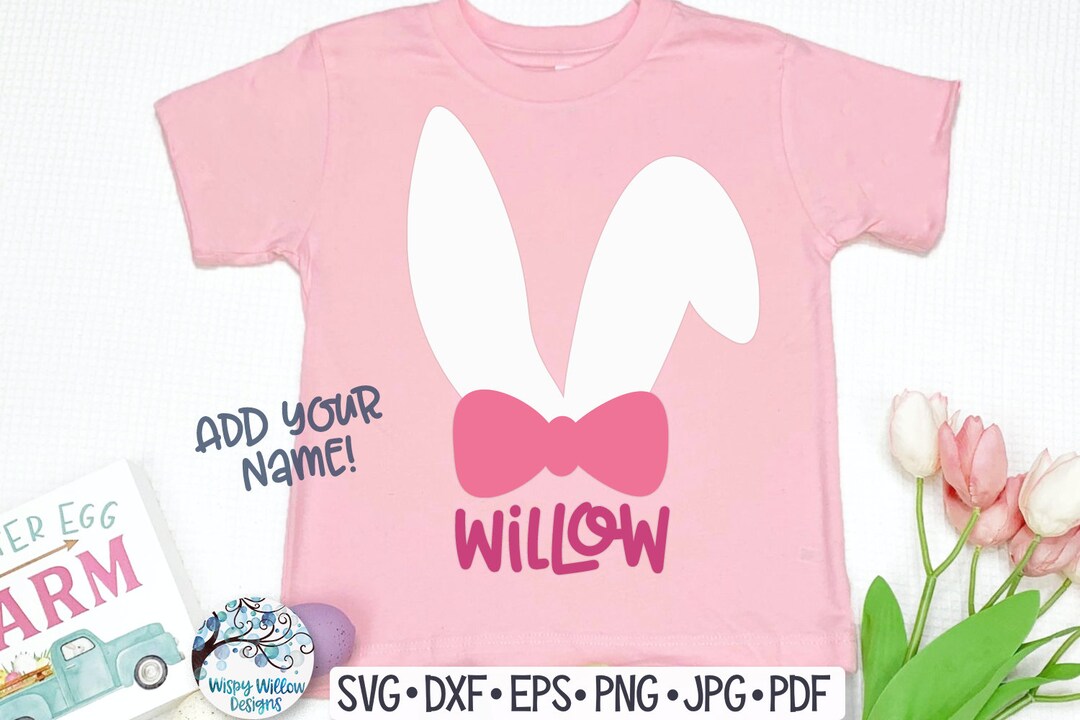 Easter Bunny Ears for Girl With Bow SVG, Personalized Easter Bunny SVG ...