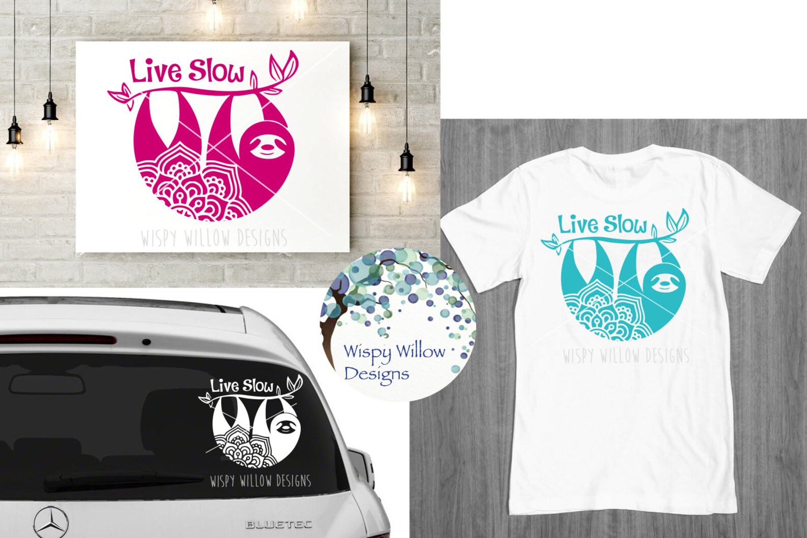 Live Slow Sloth Mandala SVG Live Slow Sloth SVG Sloths | Etsy