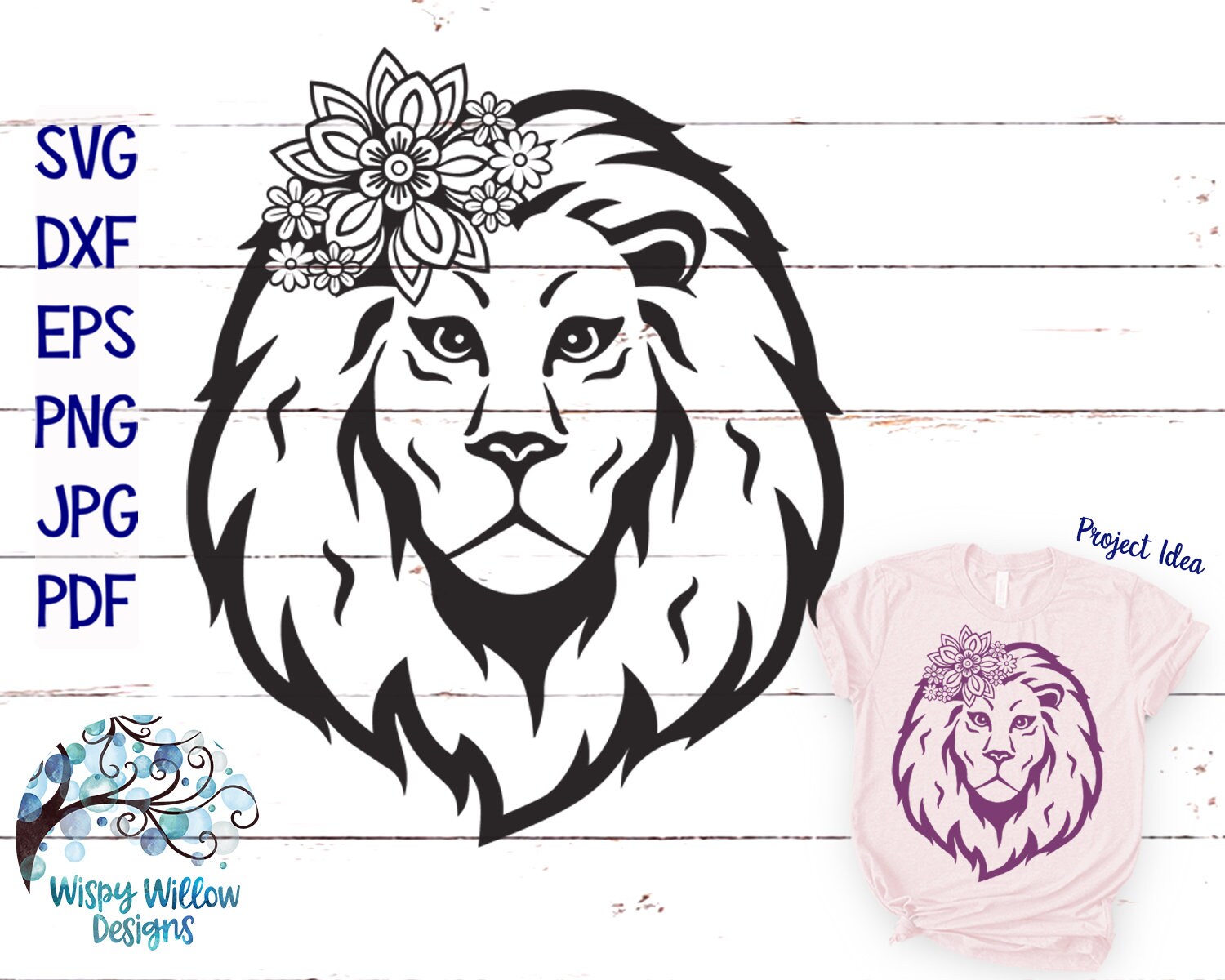 León con flores SVG DXF png jpg León Svg Mandala León - Etsy España