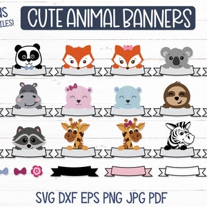 Cute Animal Banners SVG Bundle Baby Animals for Personalized - Etsy