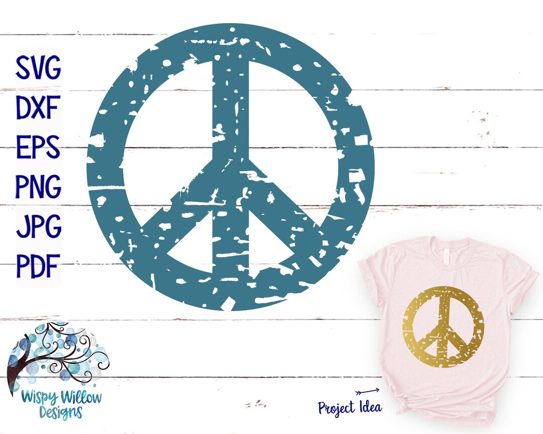 Distressed Peace Sign SVG, DXF, Png, Jpg, Peace Sign, Grunge, Download ...