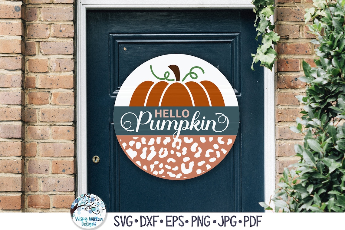 Hello Pumpkin Round Sign SVG for Cricut Leopard Print Fall - Etsy