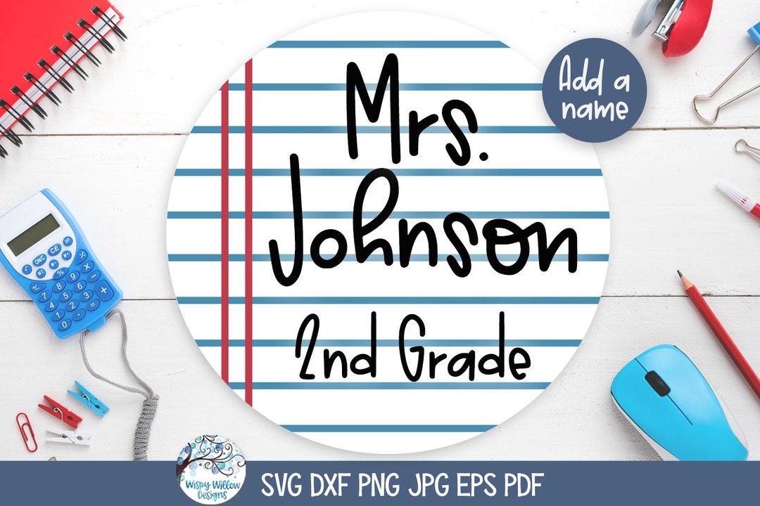 Teacher Sign SVG for Cricut, School Notebook, Lined Paper Classroom ...