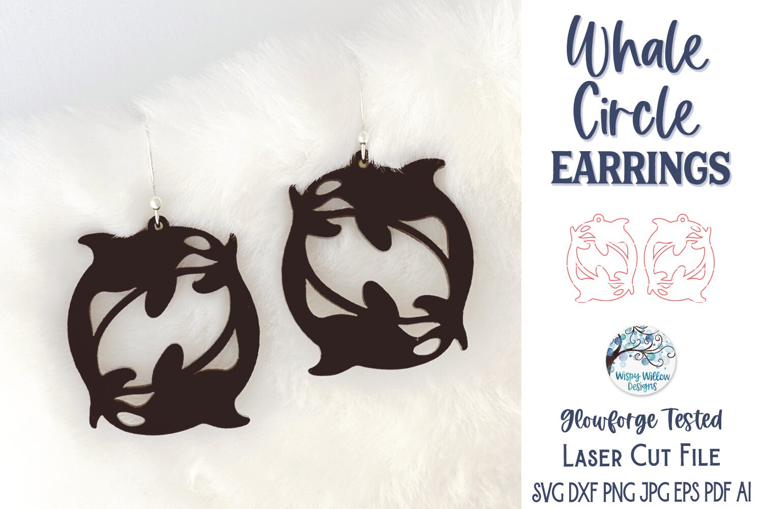Orca Whale Circle Earring SVG File for Glowforge or Laser - Etsy