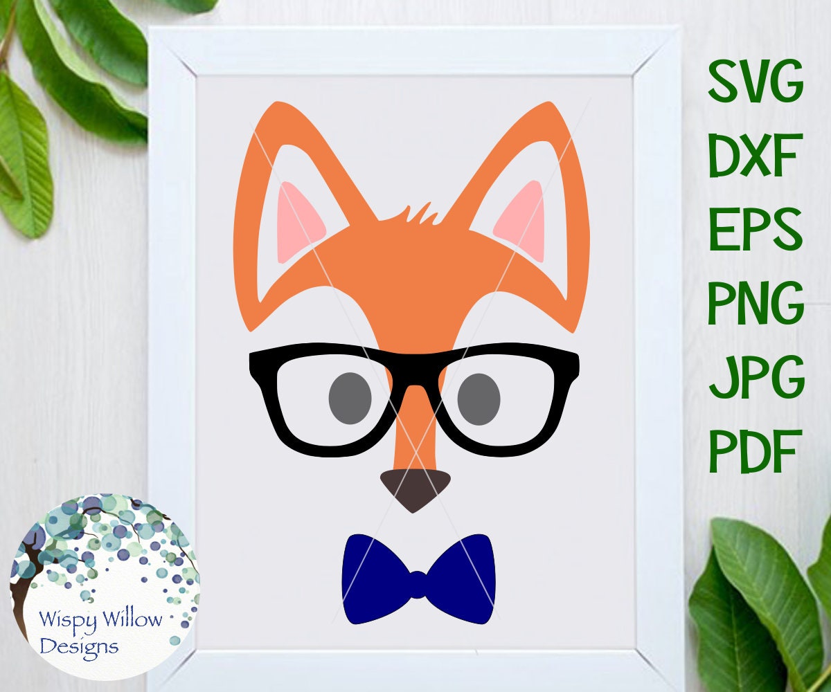 Dad Fox SVG for Cricut, Cute Fox Face Silhouette With Bowtie and ...