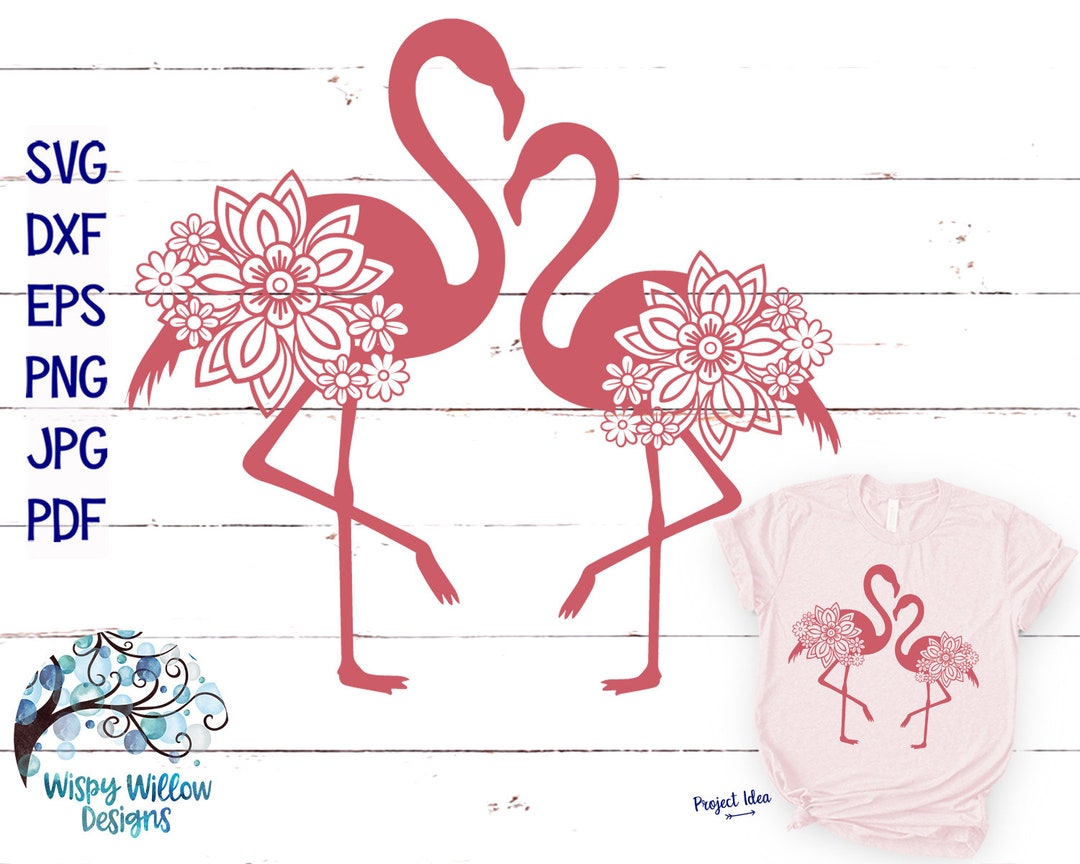 Flamingo SVG for Cricut, Flamingo Mandala, Two Flamingos With Flowers ...