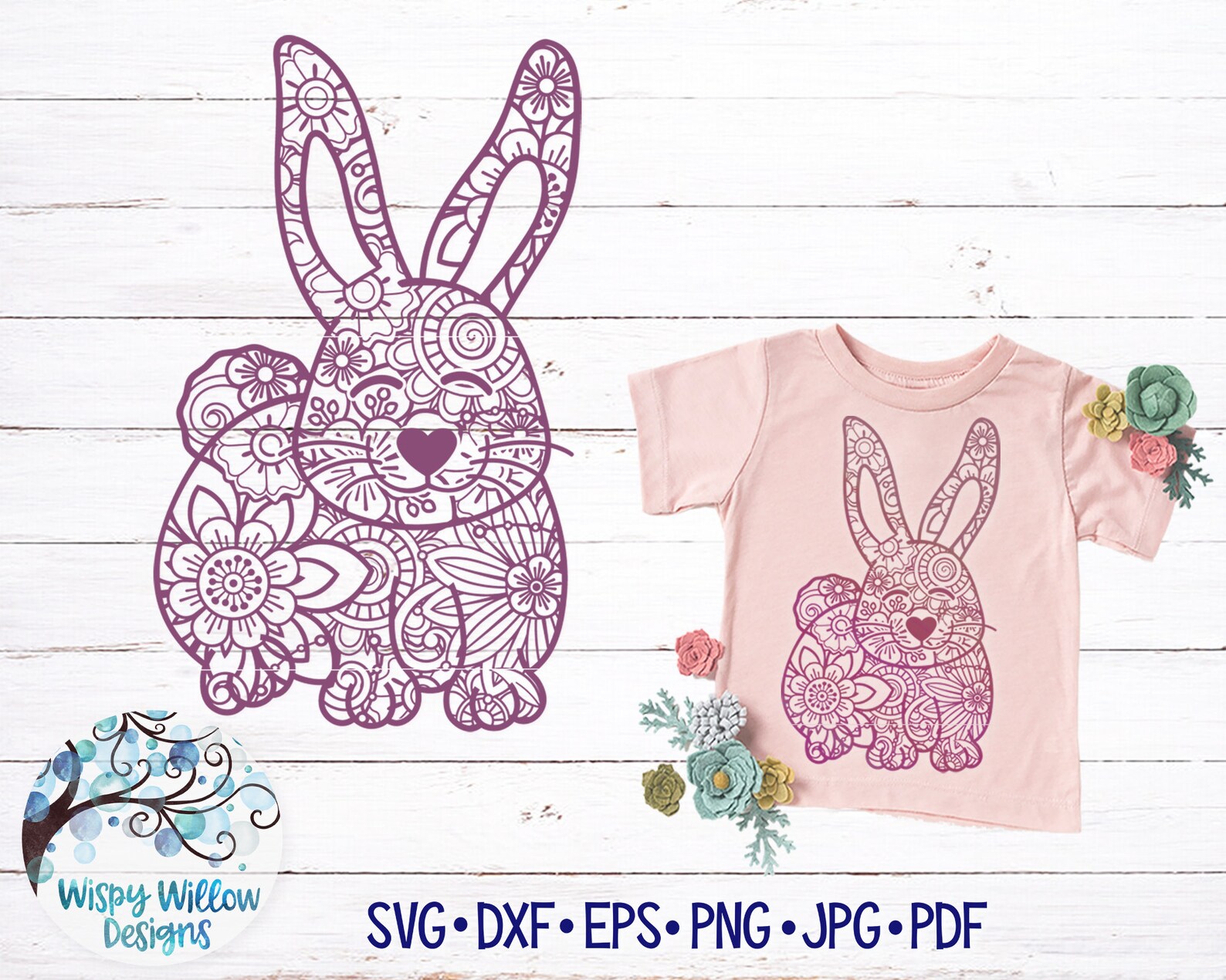 Easter Bunny Mandala Rabbit Zentangle SVG for Cricut Rabbit - Etsy
