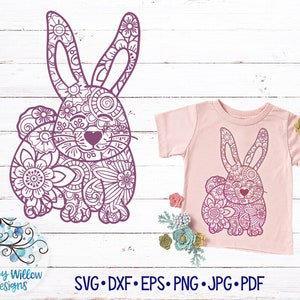 Easter Bunny Mandala, Rabbit Zentangle SVG for Cricut, Rabbit With ...