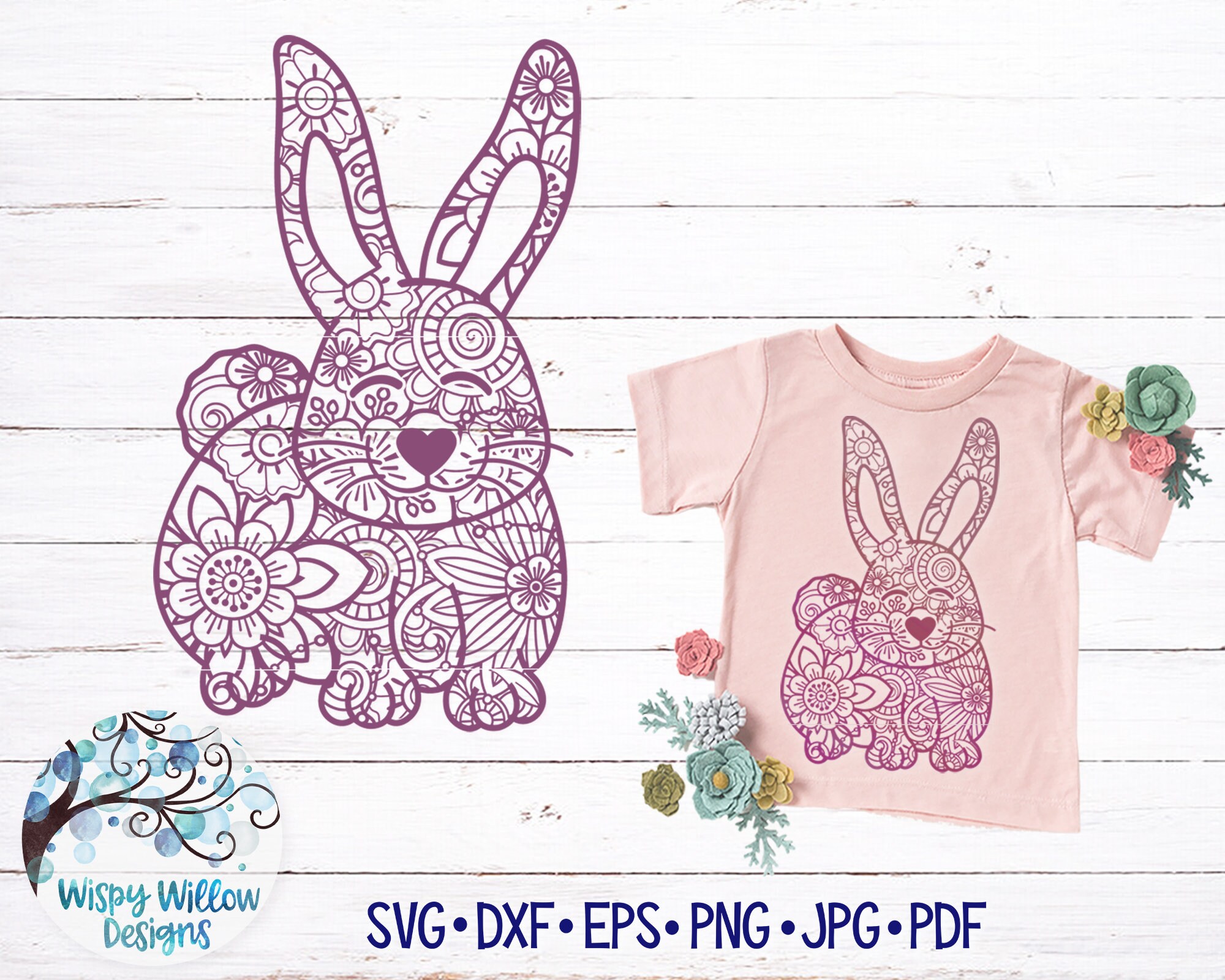 Rabbit Zentangle Svg Rabbit Mandala Svg Floral Rabbit Etsy Uk