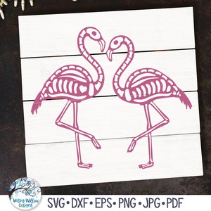 Flamingo Skeletons SVG for Cricut, Two Flamingo Birds, Spooky Halloween ...