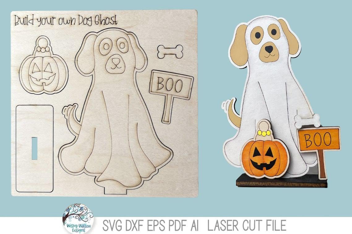 Halloween Ghost Dog Pop Out Kit SVG File for Laser Cutter, Build Your ...