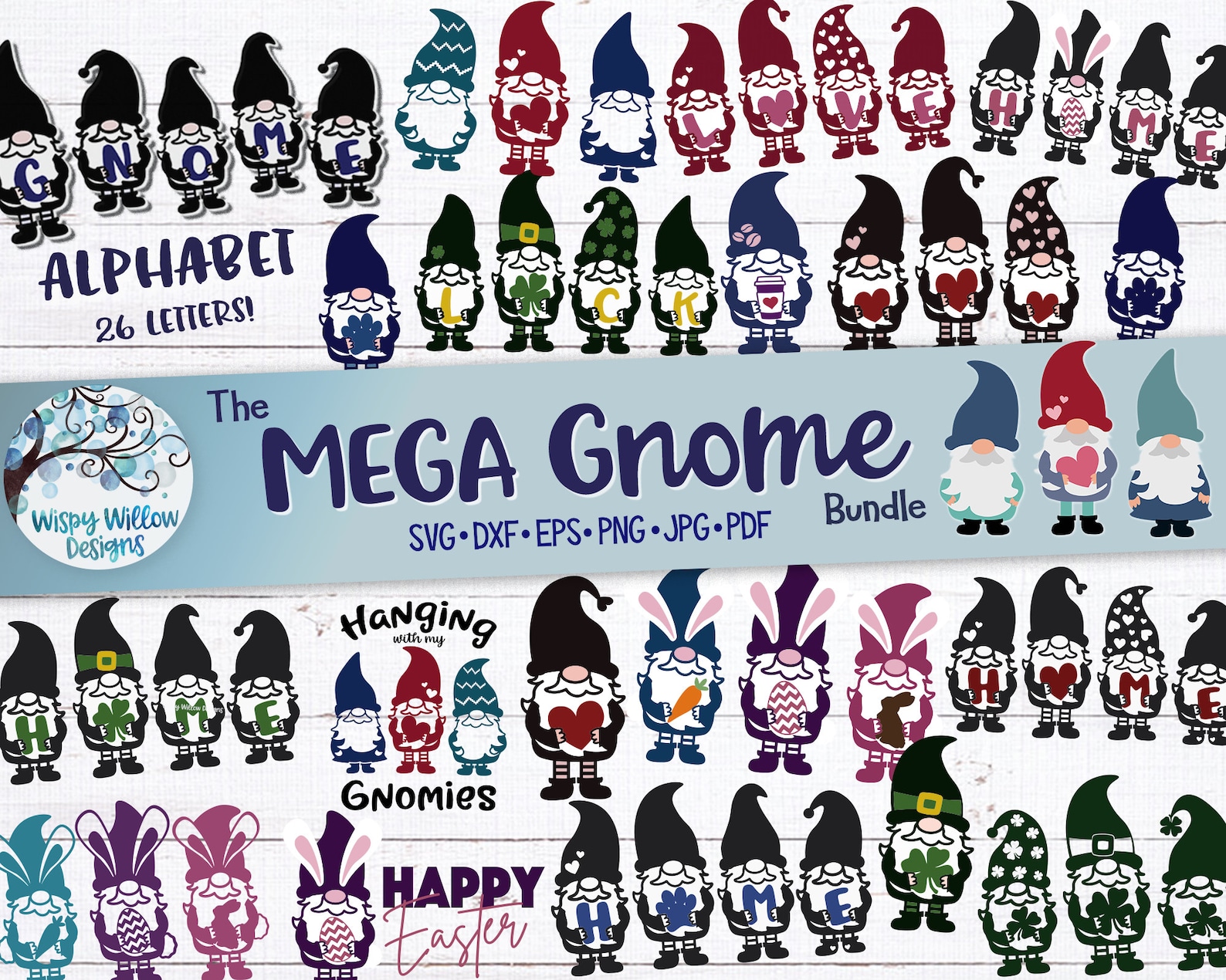 Mega Gnome SVG Bundle Gnome Letters SVG Gnome Alphabet SVG | Etsy