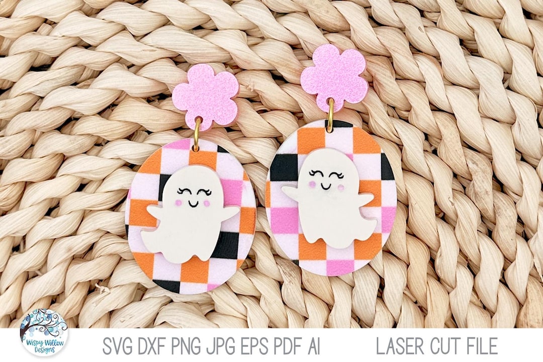 Ghost Earring File SVG for Laser Cutter, Cute Spooky Halloween Layered ...
