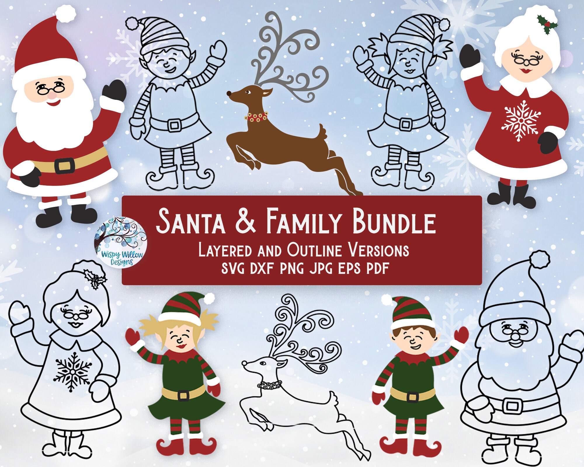Santa & Family SVG Bundle Santa Claus SVG Ms Claus SVG | Etsy