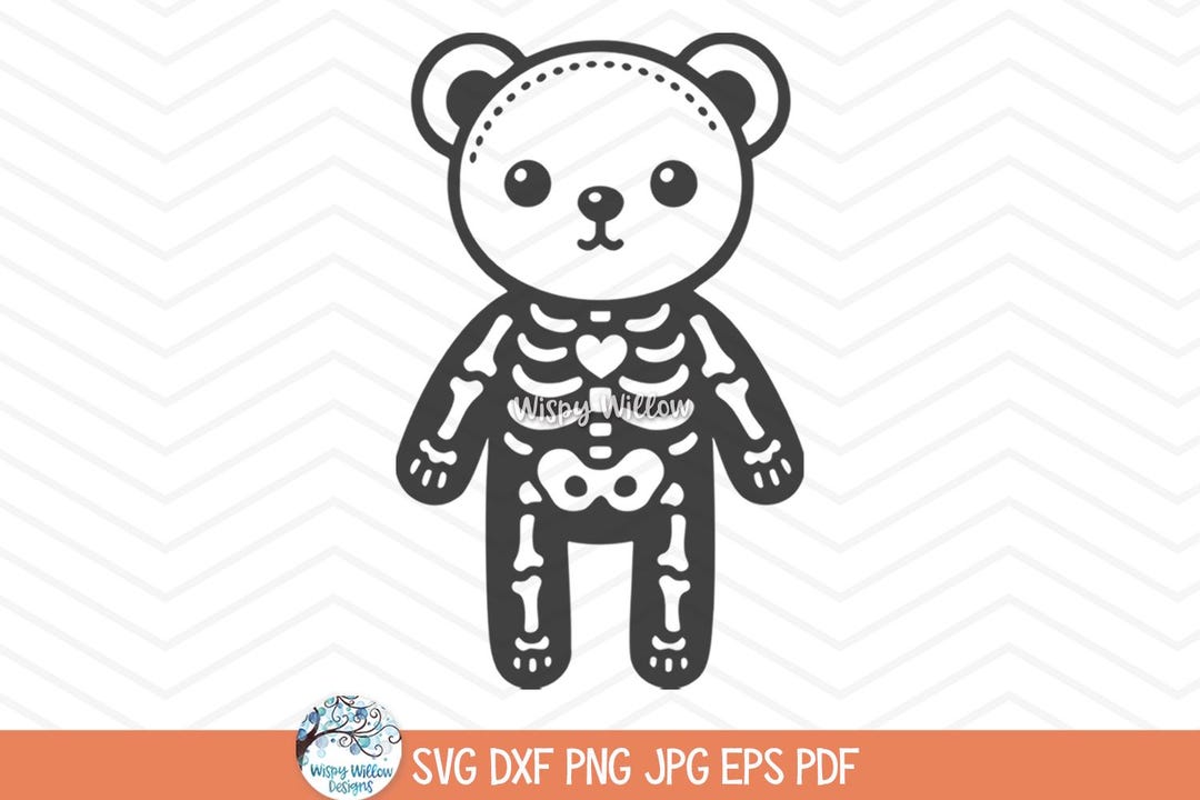 Teddy Bear Skeleton SVG for Cricut, Funny Animal Toy Skeleton Bones ...