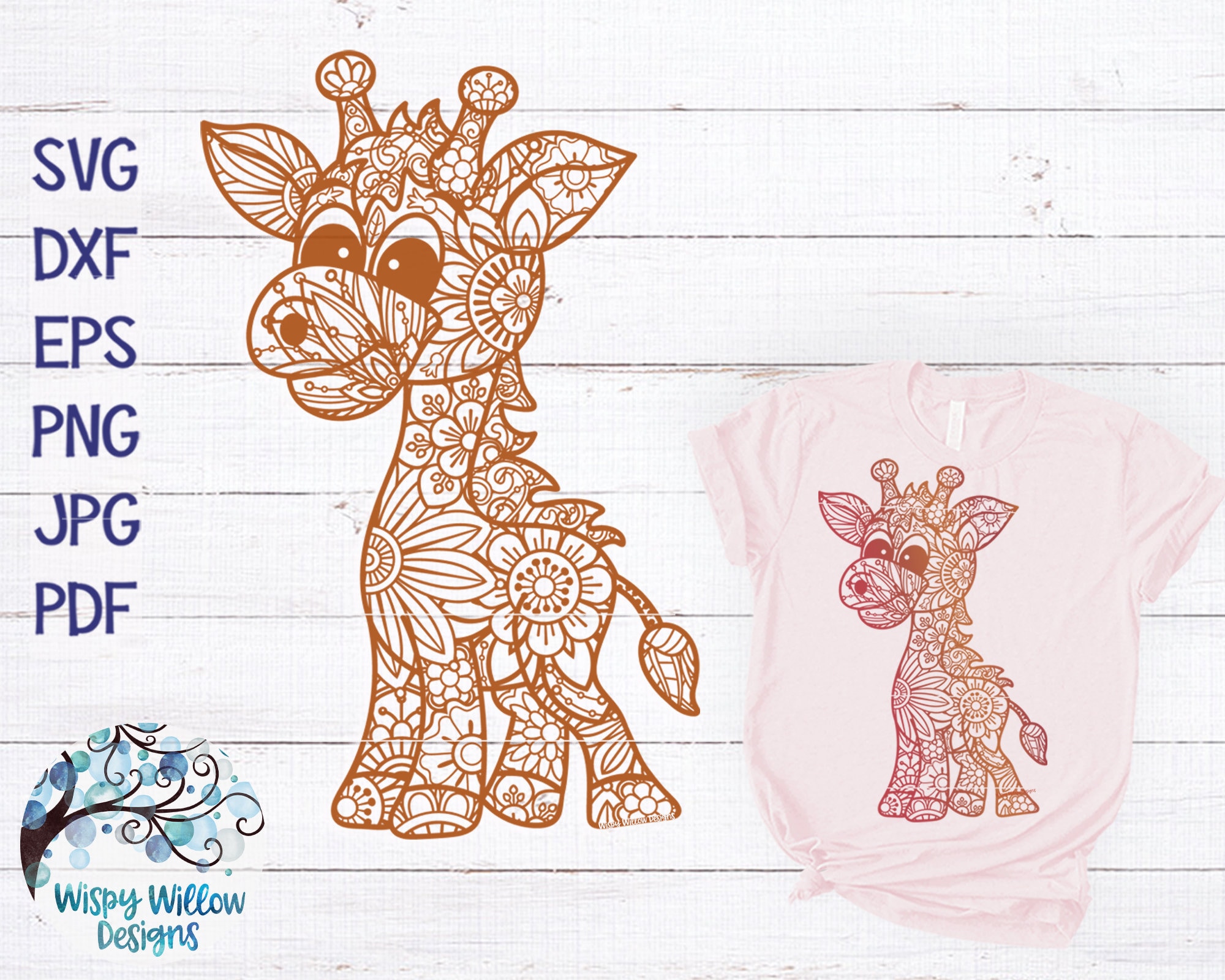 Giraffe Zentangle SVG Giraffe Mandala SVG DXF Png Giraffe | Etsy