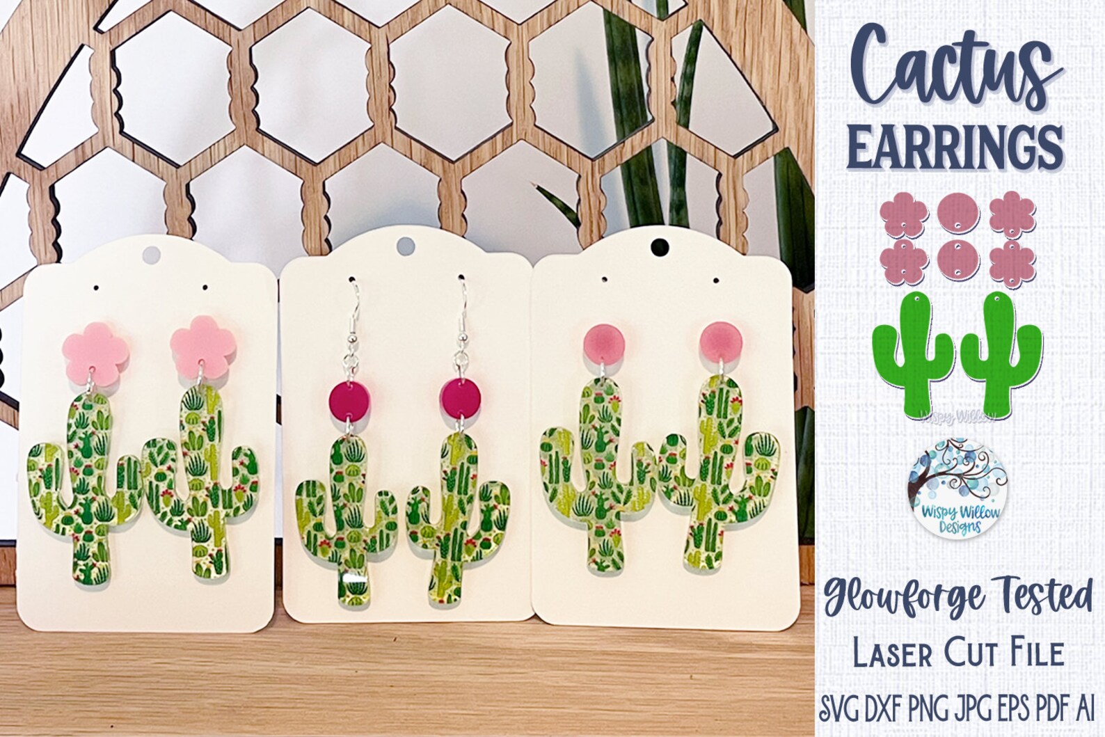 Cactus Earrings SVG File for Glowforge or Laser Cutter Summer - Etsy