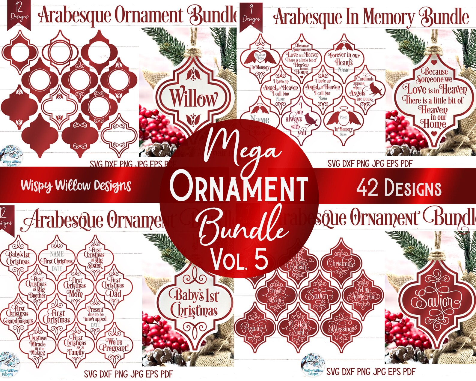 Mega Christmas Ornament SVG Bundle 5, Arabesque Christmas Ornament, in ...