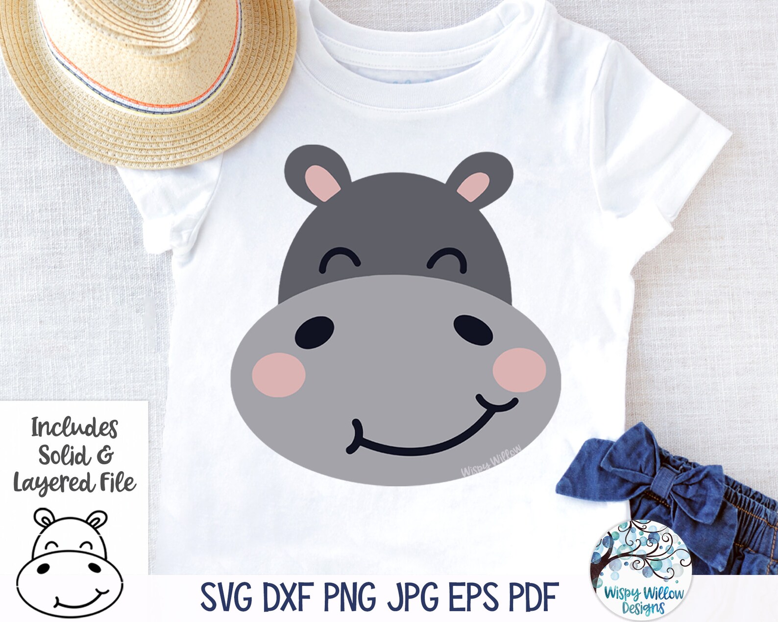 Cute Hippo SVG, Happy Hippo Face Svg, Layered Hippo Face, Hippo Outline ...