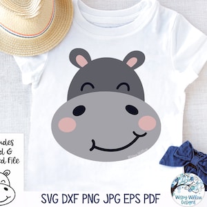 Cute Hippo SVG, Happy Hippo Face Svg, Layered Hippo Face, Hippo Outline ...