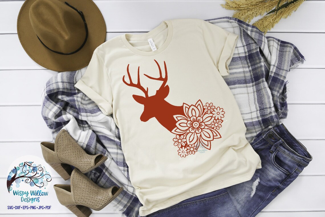 Floral Buck SVG, Deer SVG, Buck Mandala, Deer Zentangle, Buck With ...