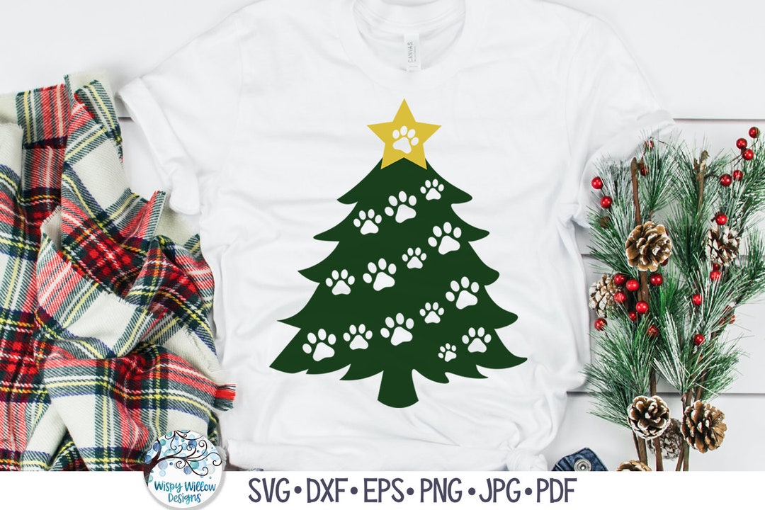 Paw Print Christmas Tree SVG, Christmas Tree With Dog Paw Prints, Pet ...