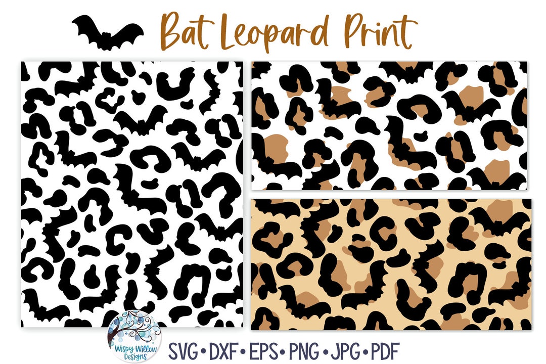 Bat Leopard Print SVG Bundle for Cricut, Halloween Animal Print PNG, Fall Cheetah Print With ...