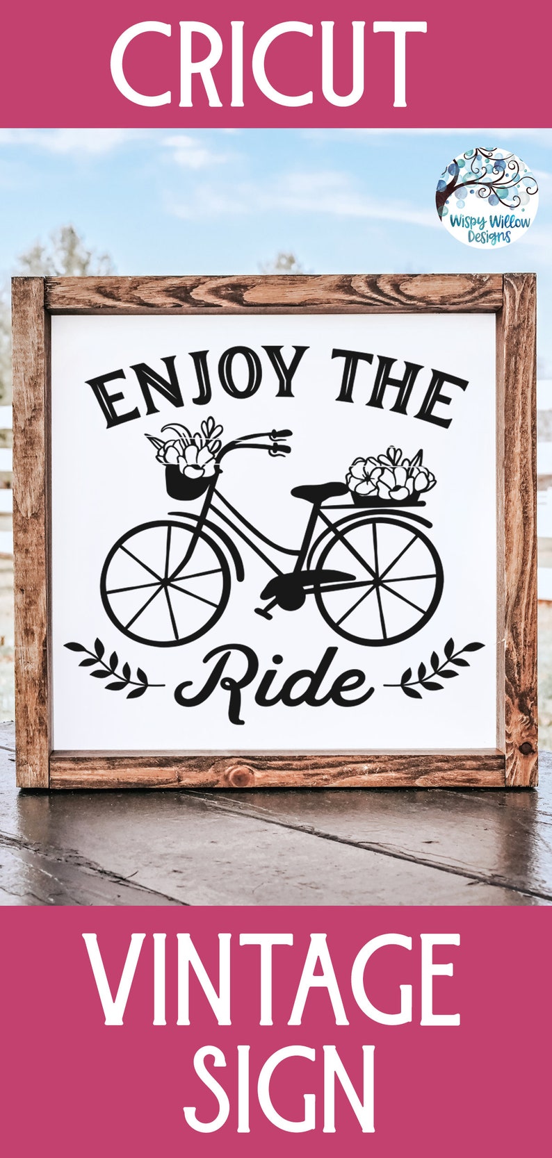 Enjoy the Ride SVG, Floral Bicycle SVG, Enjoy the Ride Sign, Vintage ...